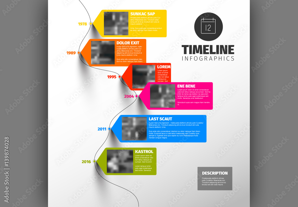 Bright Text Tab Timeline Infographic Stock Template | Adobe Stock