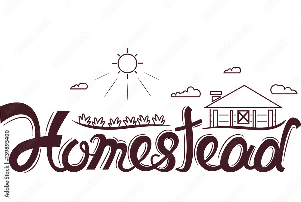 Homestead Logo Design Lettering Stock Vector | Adobe Stock