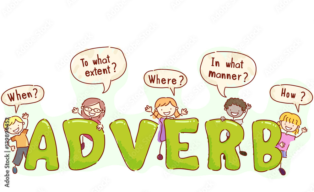 Adverb Stickman Kids Speech Bubbles Stock Vector | Adobe Stock
