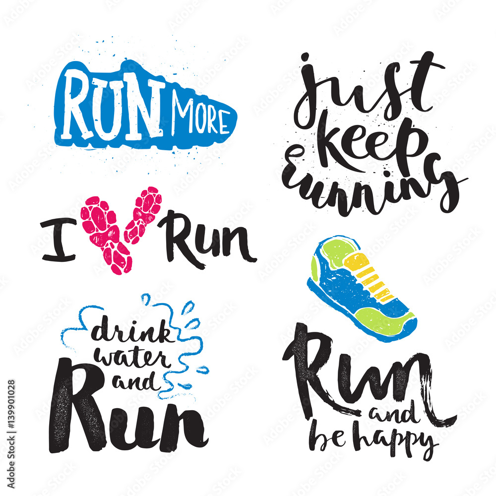 Running marathon logo jogging emblems label and fitness training ...