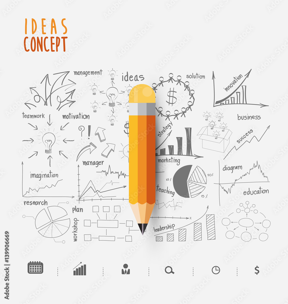 Vector illustration with a simple pencil. Yellow pencil on the ...