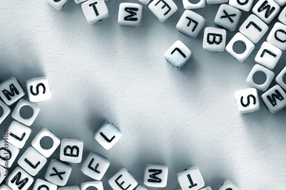 english alphabet cube on white paper background ,English language ...