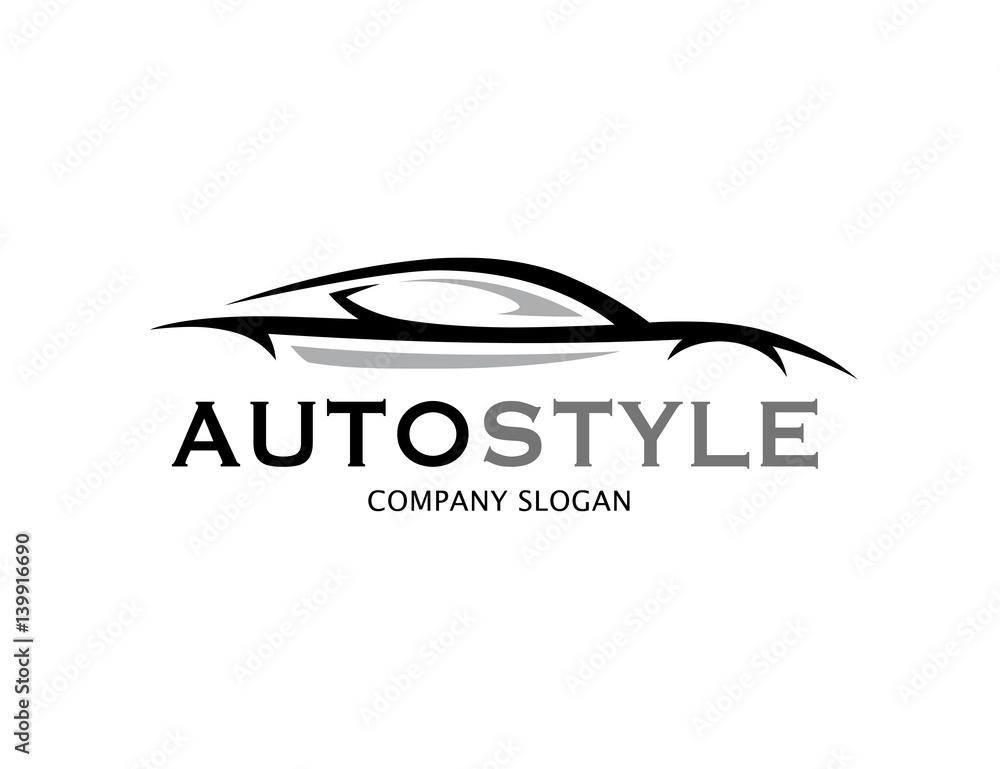 Automotive car logo design with abstract style black and grey sports ...