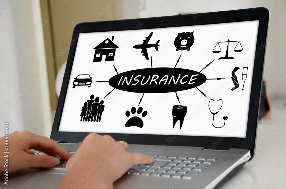 Insurance concept on a laptop screen Stock-Foto | Adobe Stock