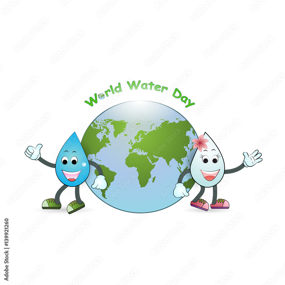 World water day illustration cartoon design.Water cartoon mascot ...