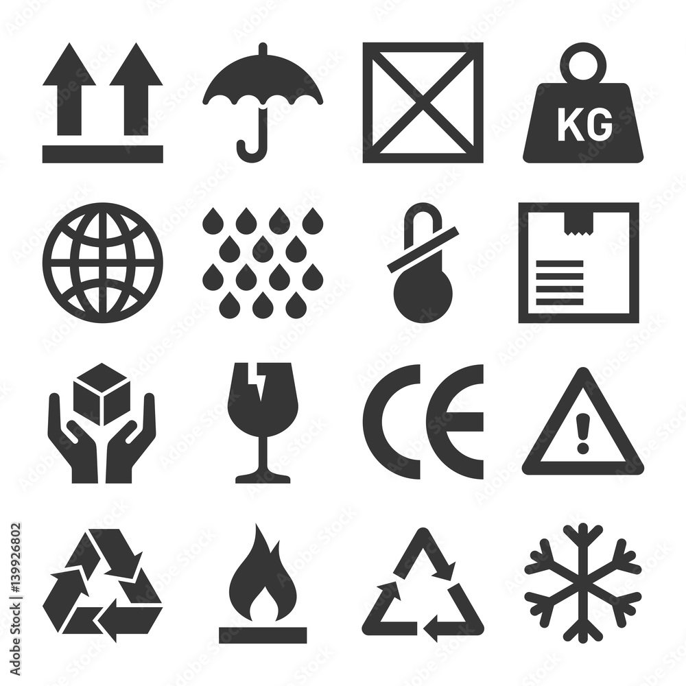 Packaging and Shipping Symbols Set. Vector Stock Vector | Adobe Stock