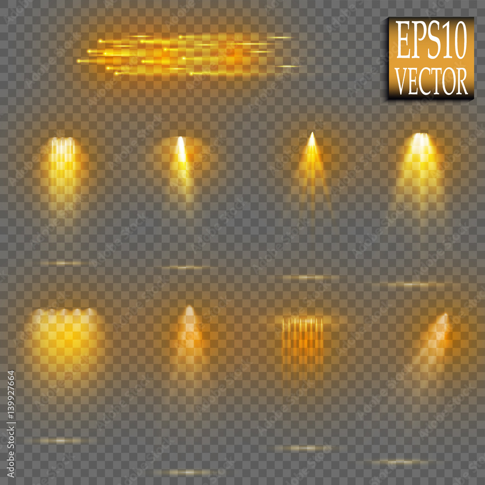 Vector light sources, concert lighting, stage spotlights set. Concert ...