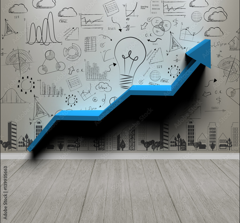 Business wall background concept for new ideas with innovation and ...
