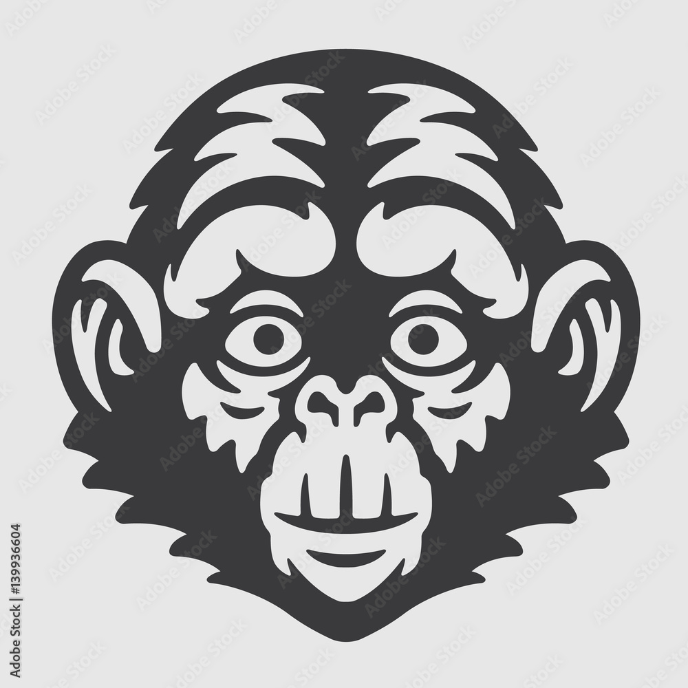 Happy Ape Chimpanzee Head Logo Mascot Emblem Stock Vector | Adobe Stock
