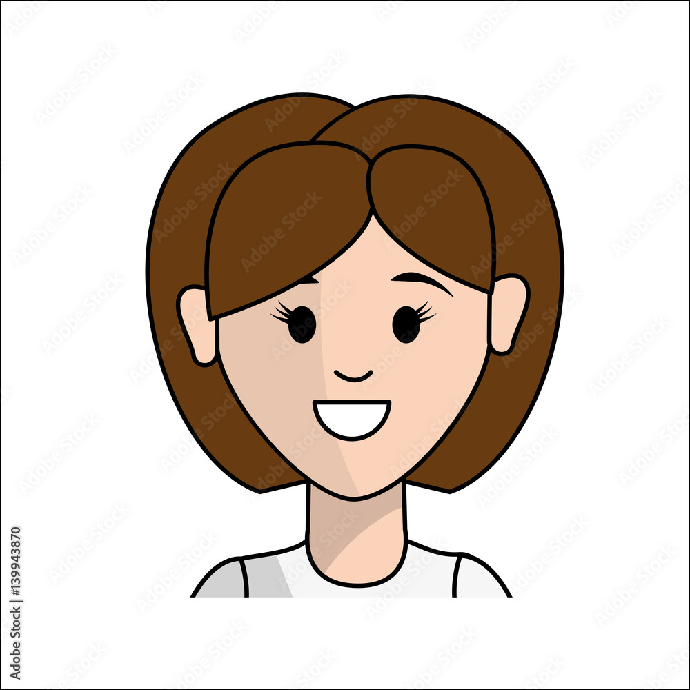 People Happy Face Woman Icon Stock Vector Adobe Stock
