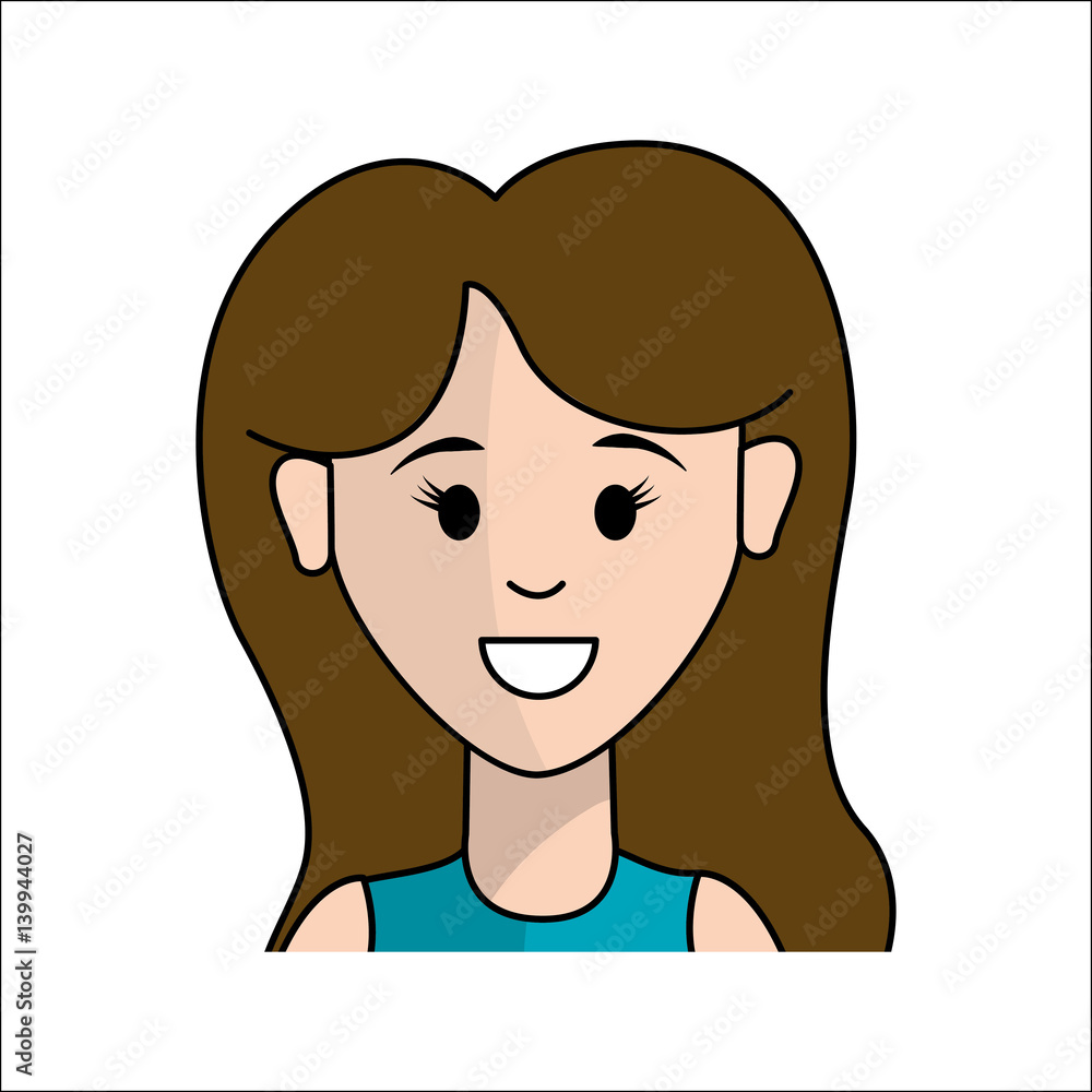 People Happy Face Woman Icon Stock Vector Adobe Stock