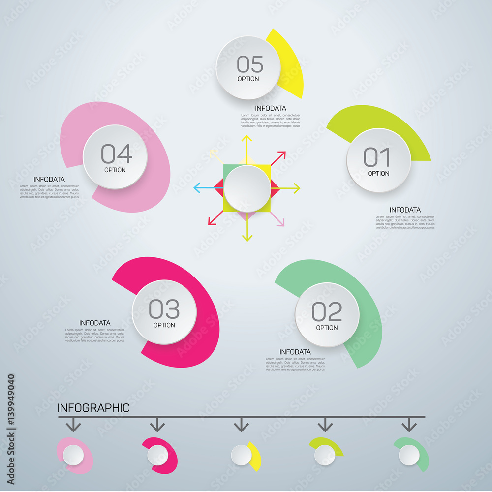 Infographic circle with 5 options. Round chart for business ...