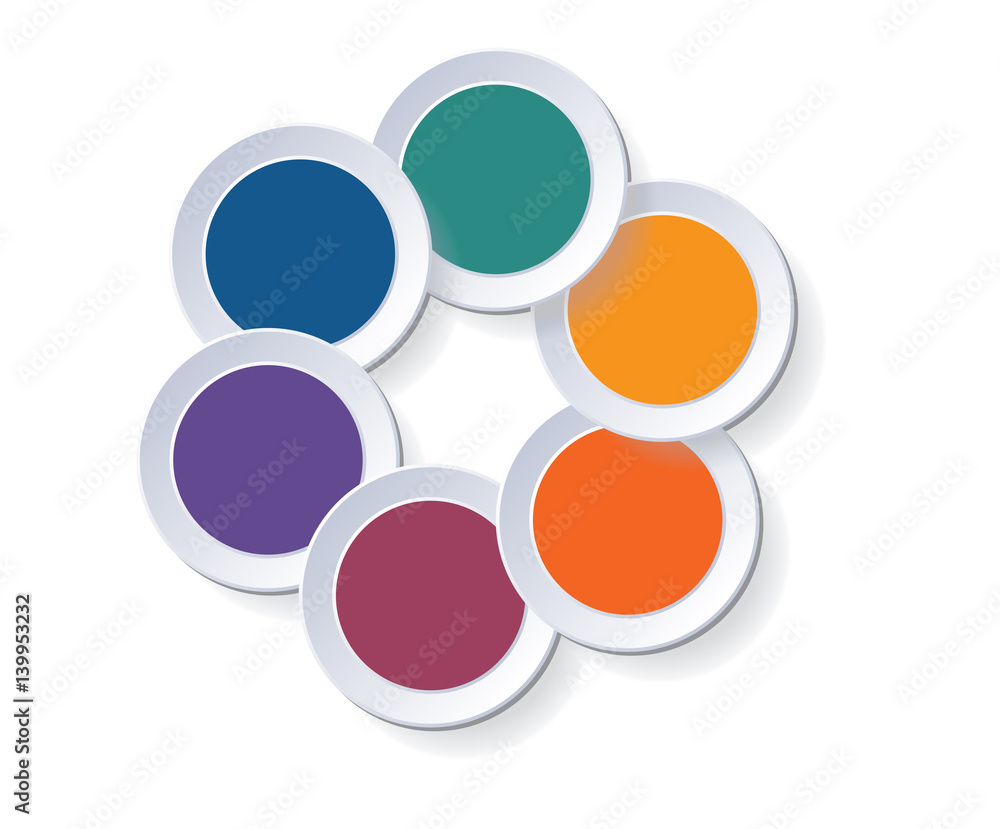 Circles diagram six positions Stock Illustration | Adobe Stock