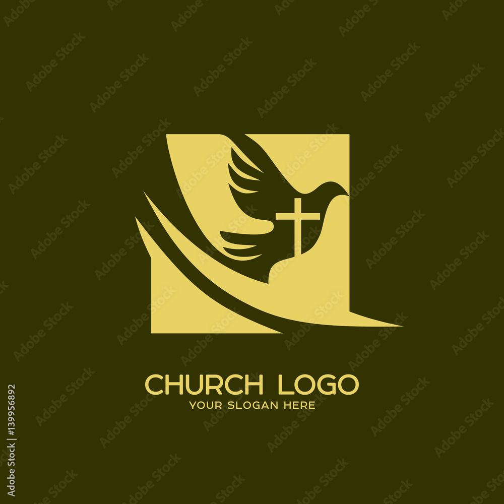 Church logo. Christian symbols. The cross of Jesus Christ and the Holy ...