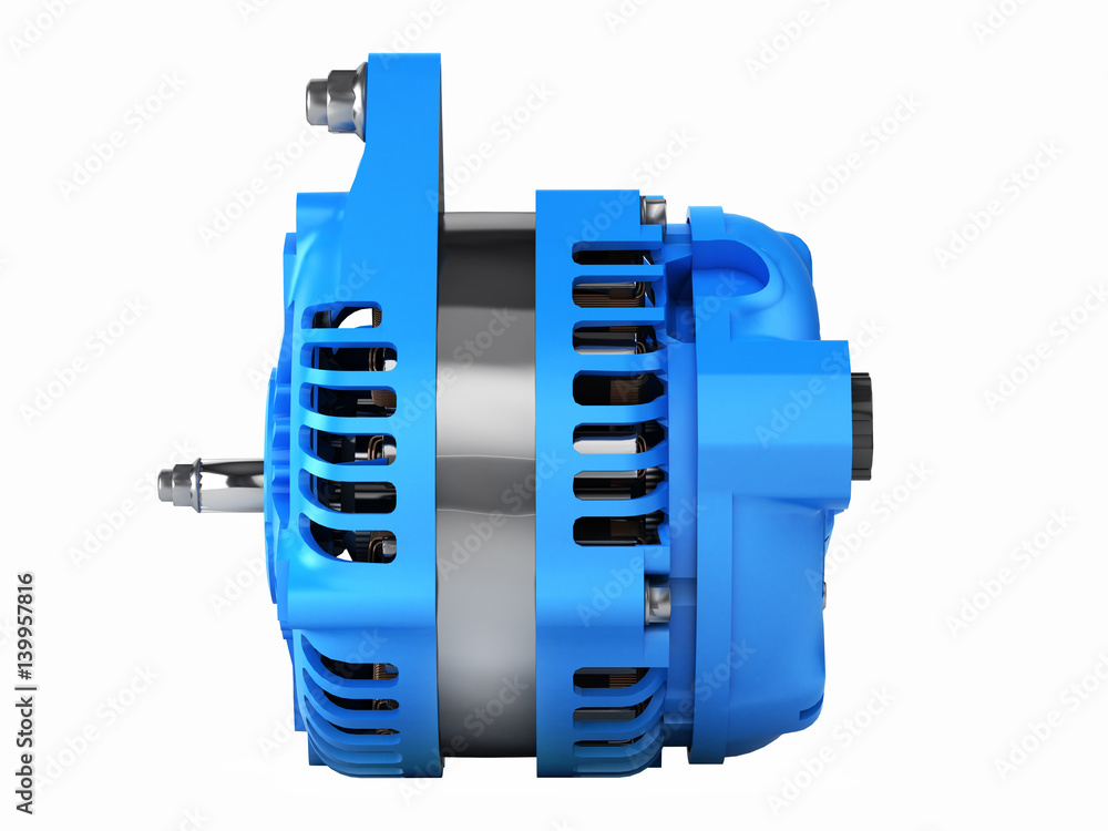 Car alternator side view isolated on a white background 3D Stock ...