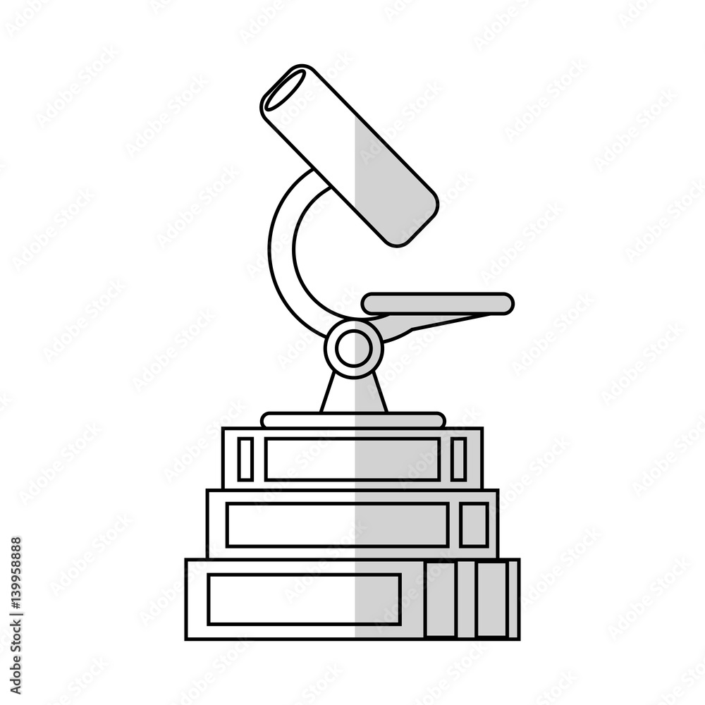 books stack and microscope over white background. vector illustration ...