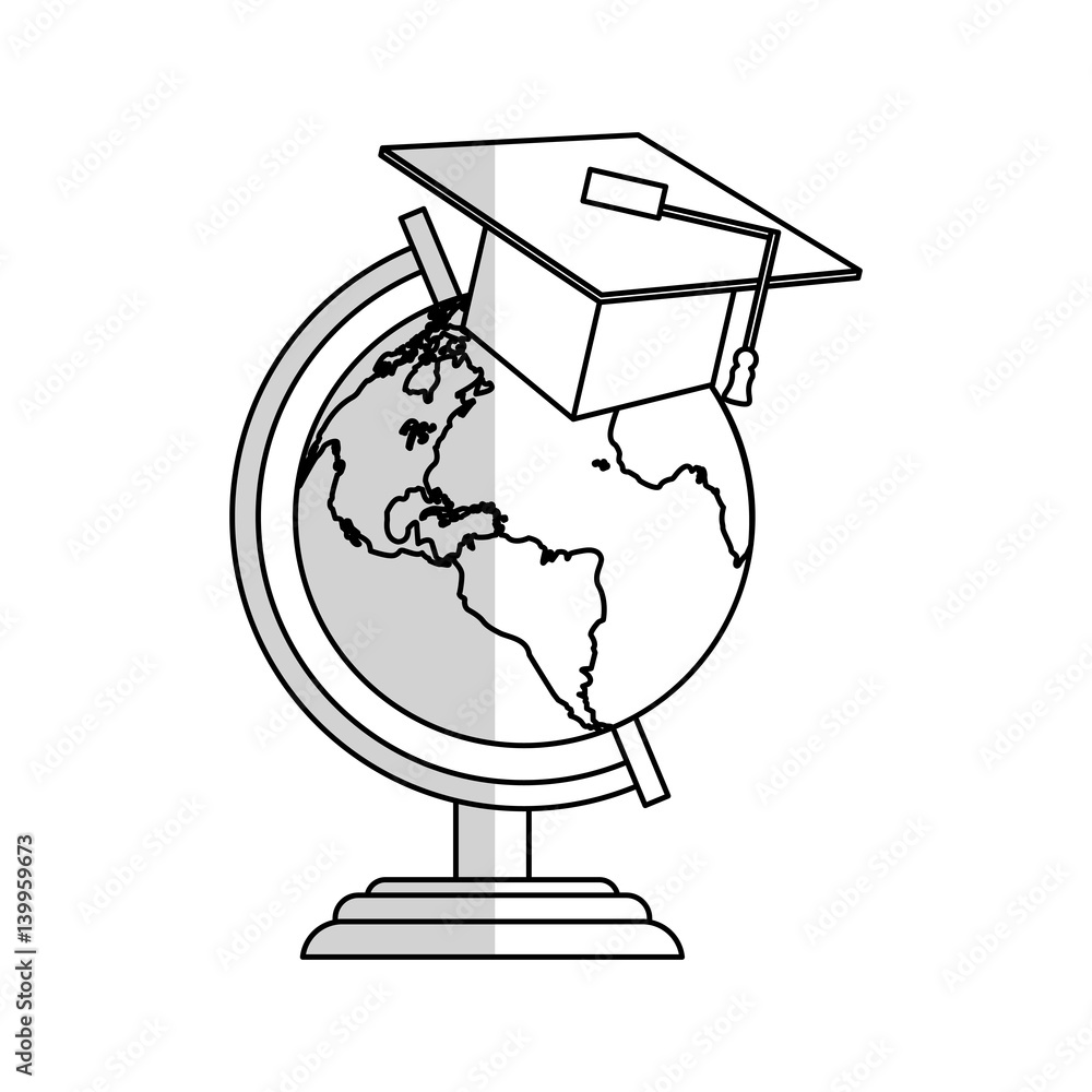 earth planet with graduation cap over white background. vector ...
