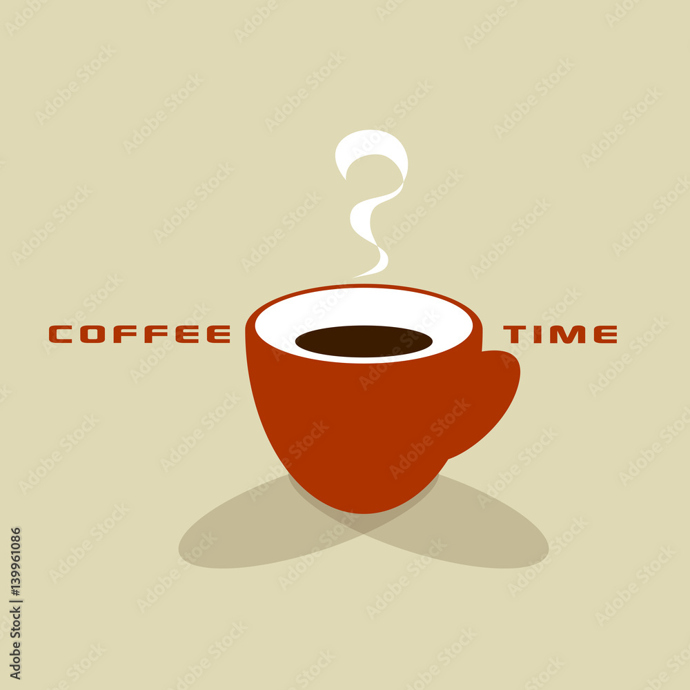 Coffee cup vector logo illustration. Coffee time icon. Vector poster ...