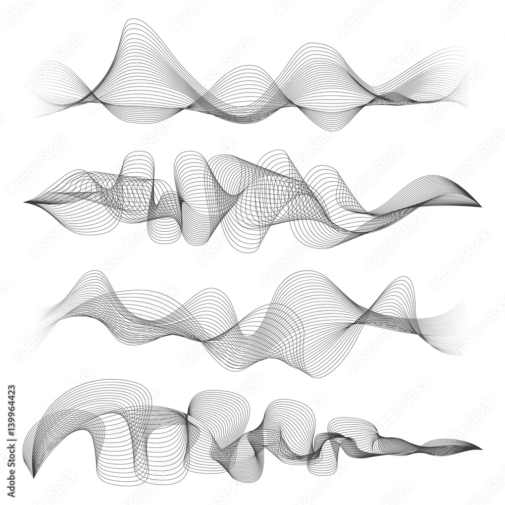 Abstract sound waves isolated on white background. Digital music signal ...