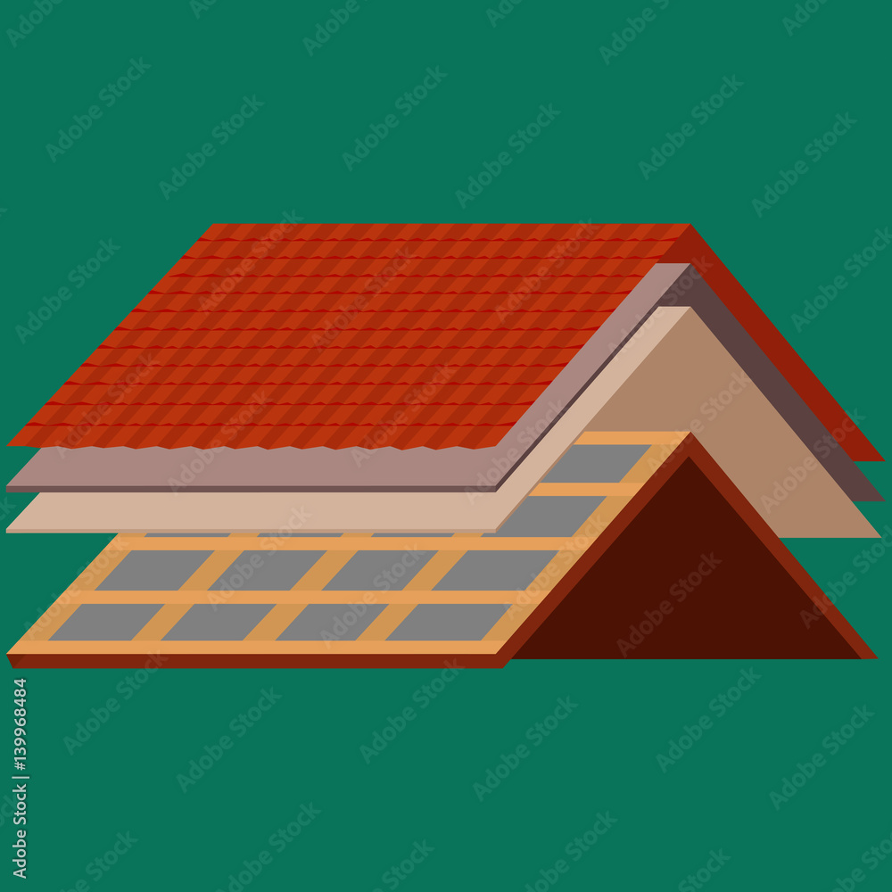 roof construction worker repair home, build structure fixing rooftop ...