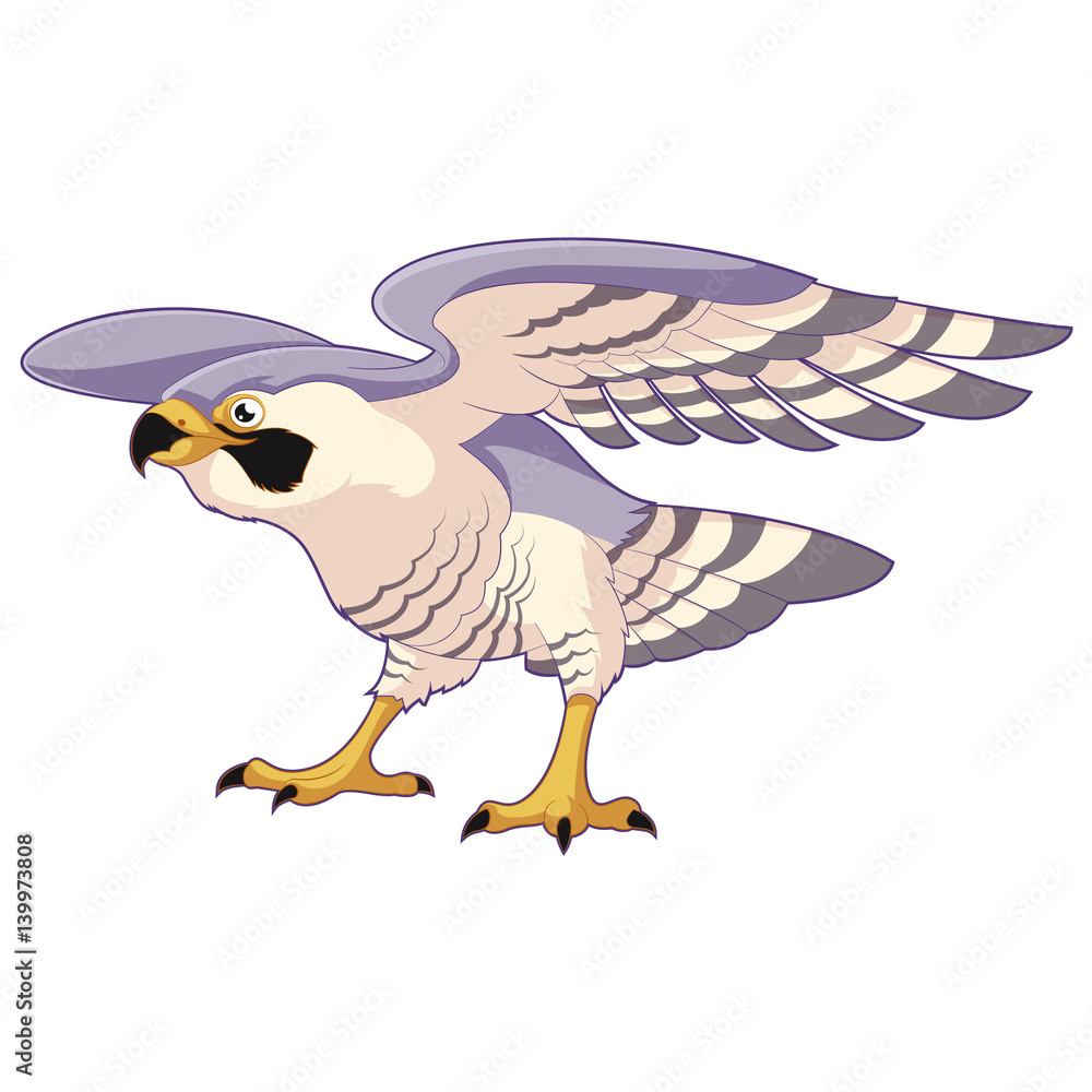 Cartoon standing falcon vector de Stock | Adobe Stock