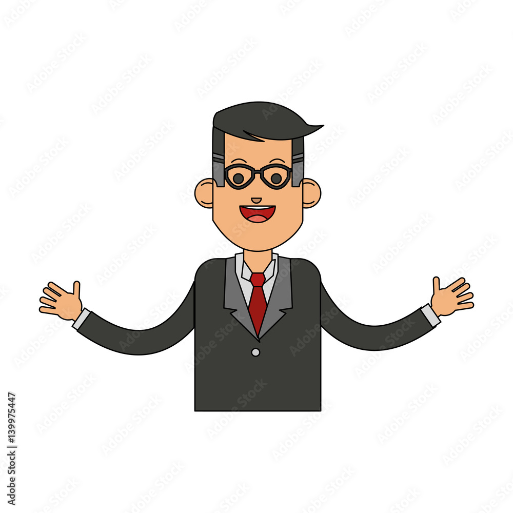 happy middle age businessman icon image vector illustration design ...