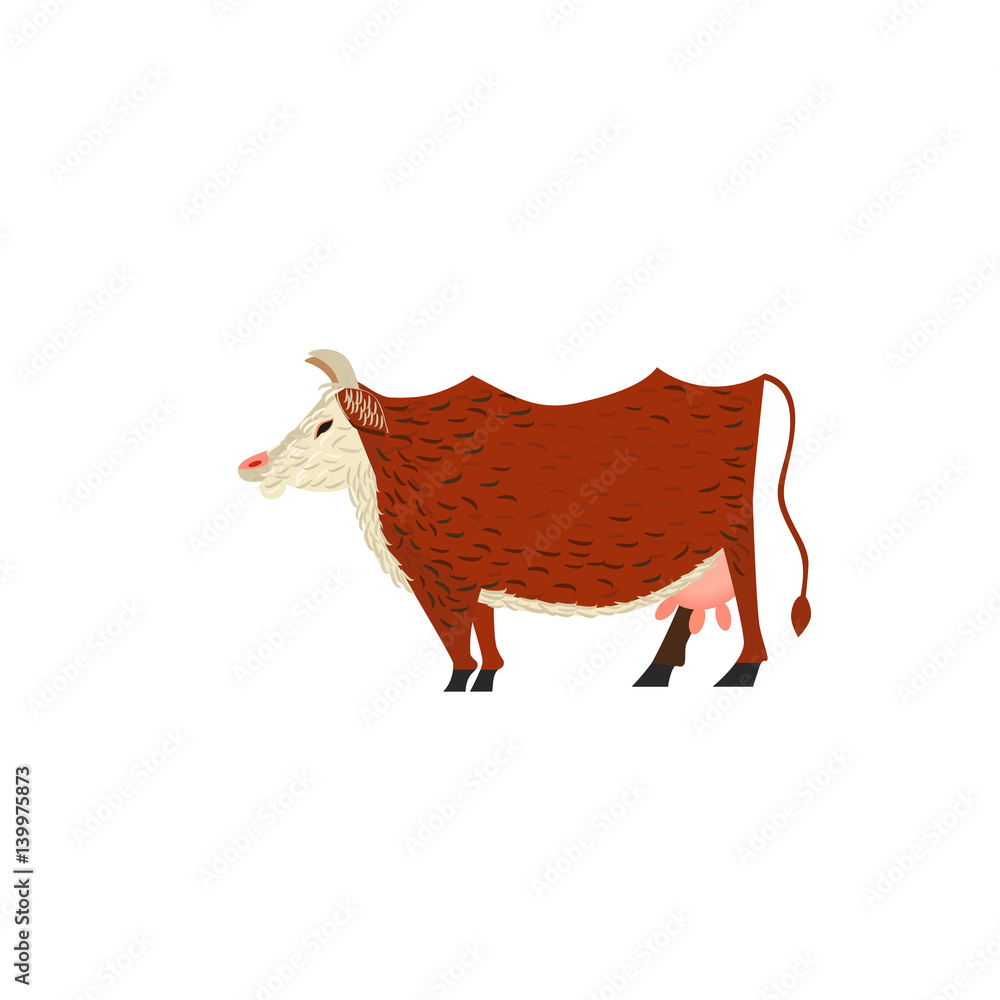 Domestic Animal icon. Dairy cattle sign. Freehand drawn cartoon style ...