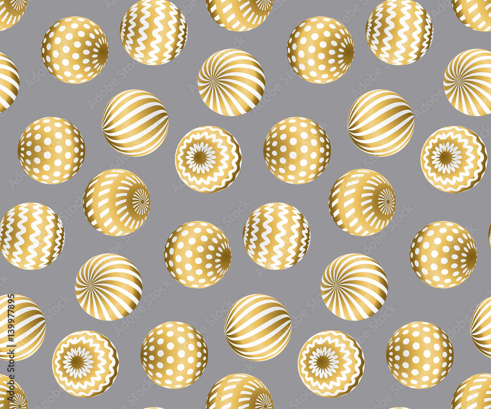 Abstract beads seamless pattern in gold xmas color. Concept yellow ...