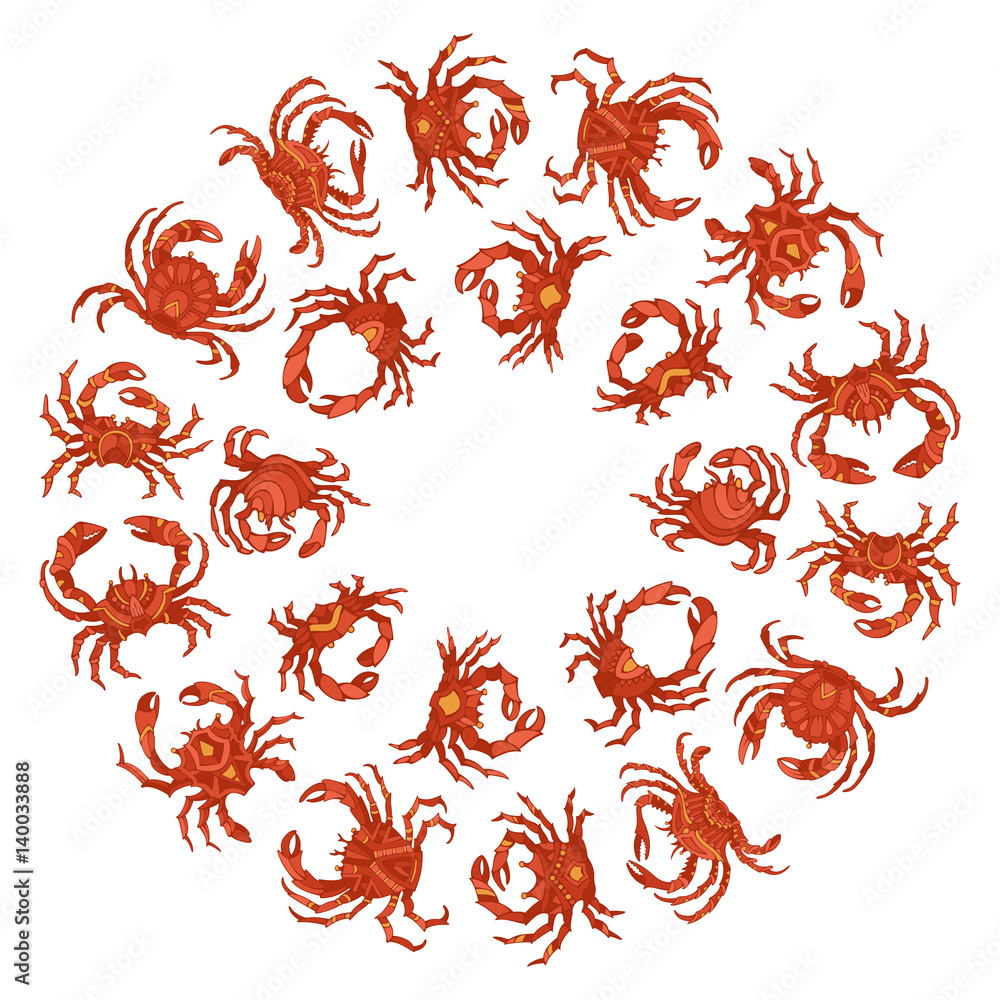 Two round vector crab frames. Stock Vector | Adobe Stock