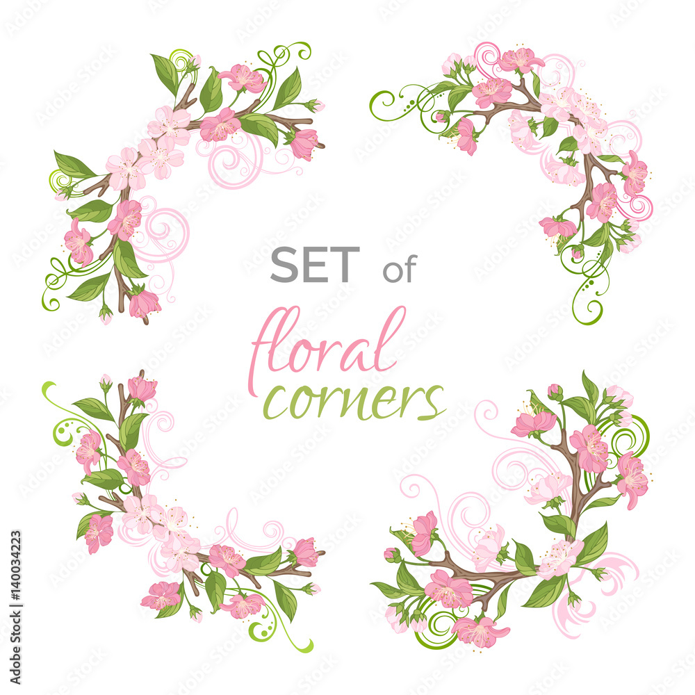 Vector spring corners. Stock Vector | Adobe Stock