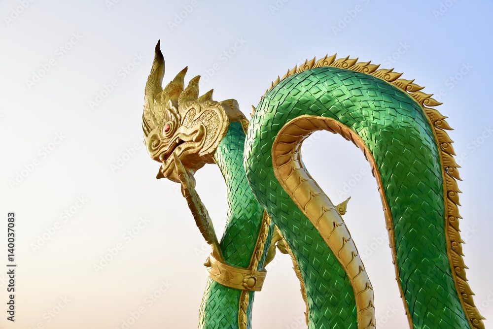 Iconic Naga Statue in Nong Khai Province, Thailand Stock Photo | Adobe ...