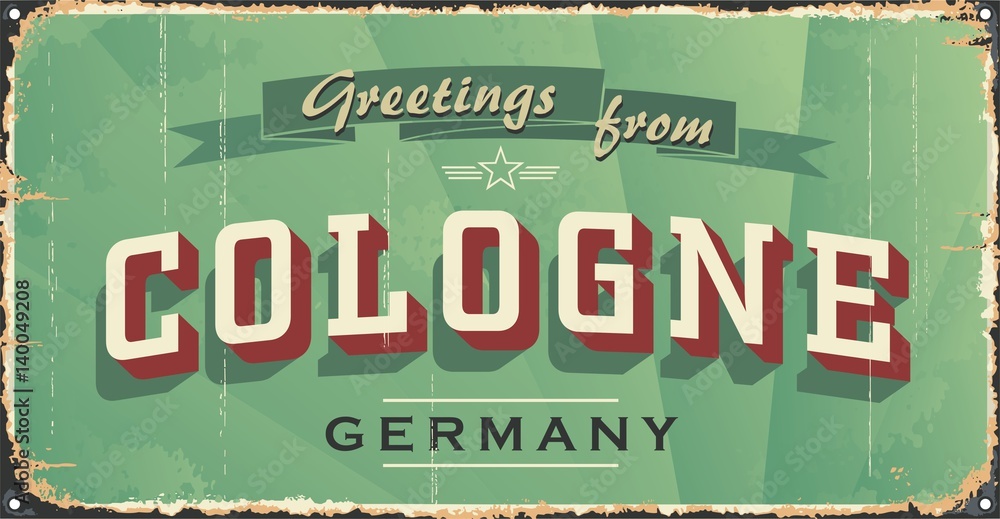 Vintage tin sign with German city. Cologne. Germany. City vintage ...