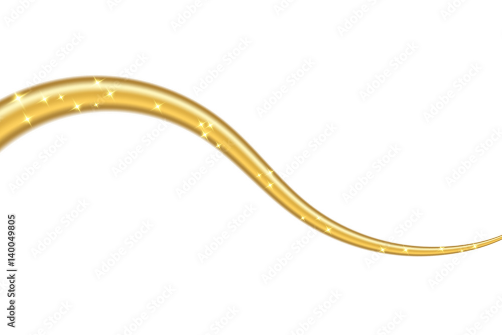 Gold wave ribbon. Golden abstract wavy line isolated on white ...