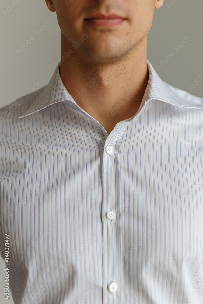 White shirt on the businessman. Unbuttoned collar. Beautiful elegant ...