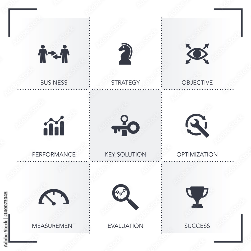 KPI KEY PERFORMANCE INDICATOR ICON SET Stock Vector | Adobe Stock