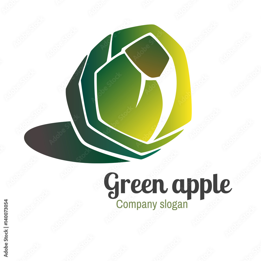 Logo with green apple Stock Vector | Adobe Stock