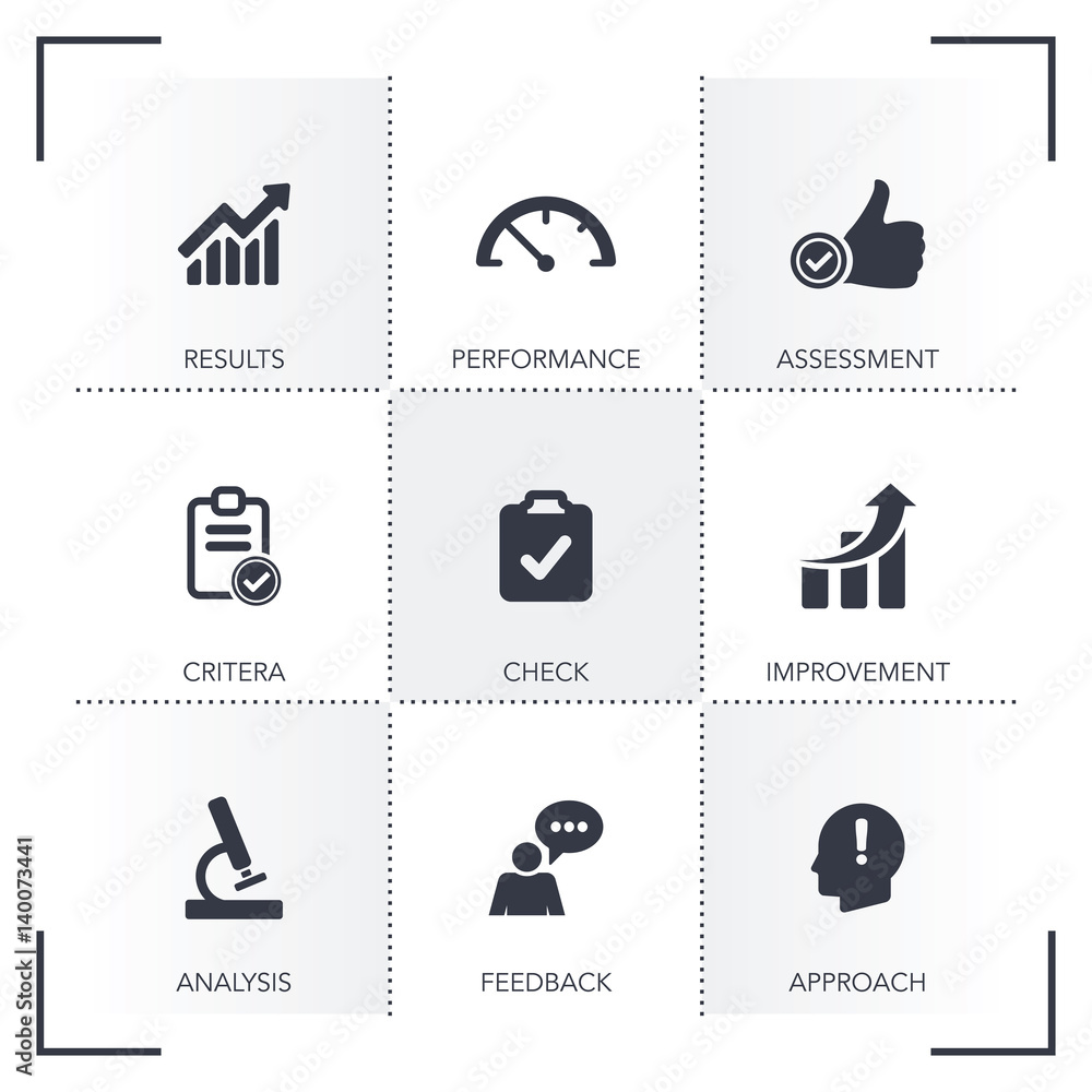 EVALUATION ICON SET Stock Vector | Adobe Stock