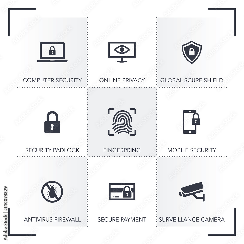 CYBER SECURITY ICON SET Stock Vector | Adobe Stock