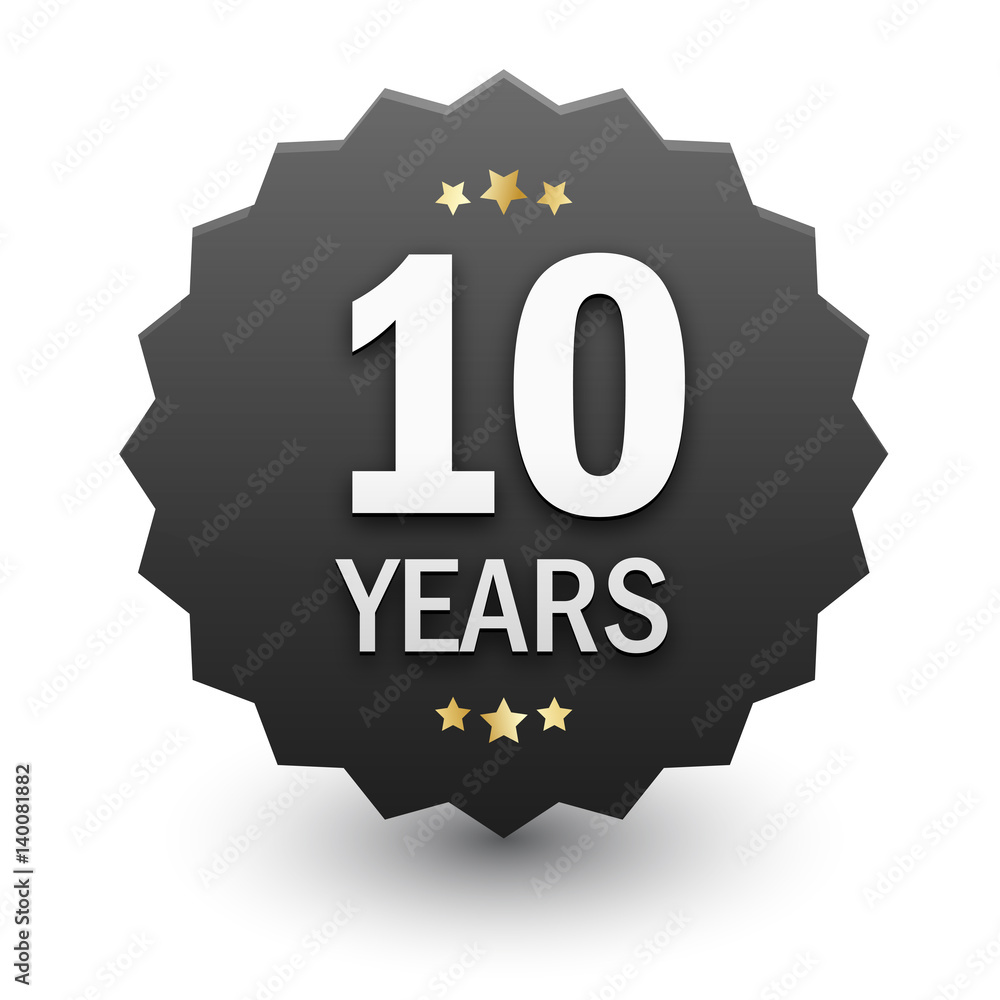 10 YEARS Black Vector Icon with Stars Stock Vector | Adobe Stock