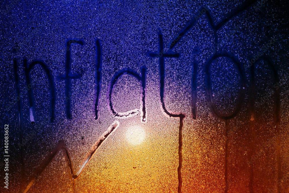 Autumn rain, the inscription on the sweaty glass mark inflation board ...