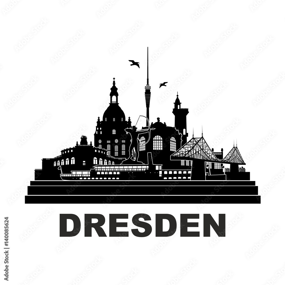 Dresden Deutschland Skyline Silhouette Wandtattoo Umriss Semperoper ...
