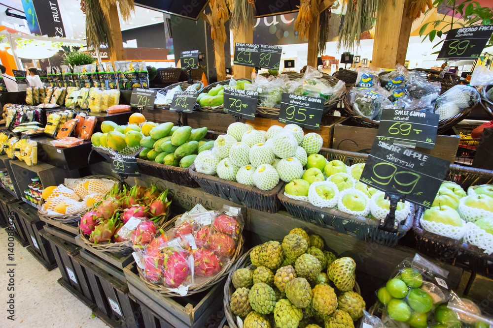 fruit stand in modern supermarket Stock Photo | Adobe Stock