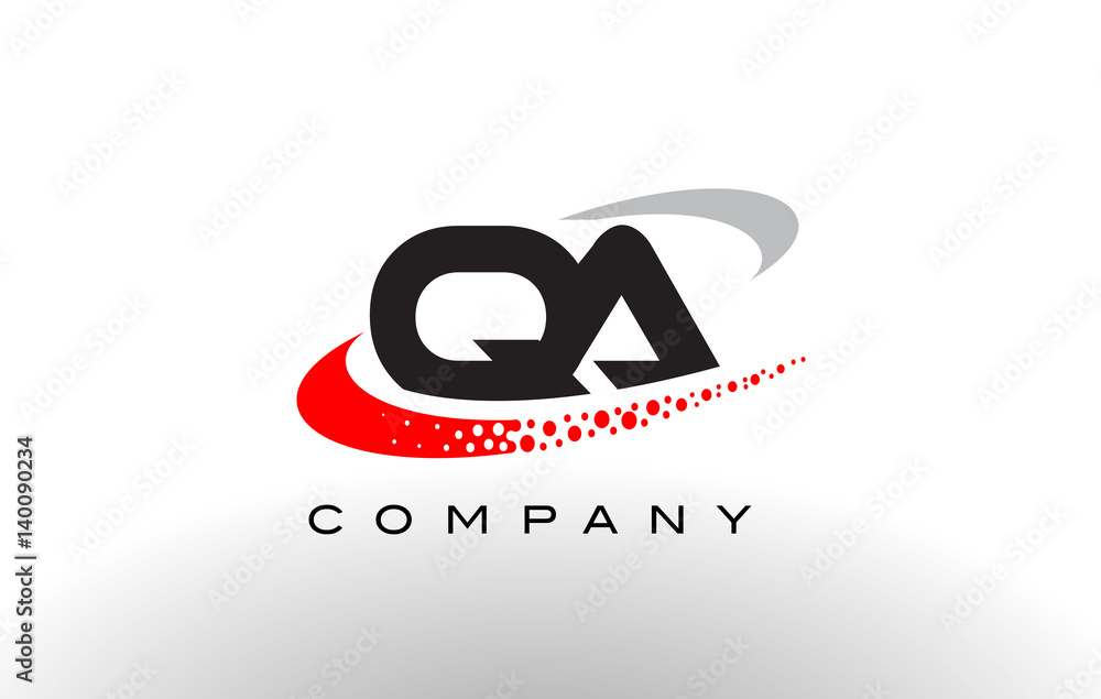 QA Modern Letter Logo Design with Red Dotted Swoosh Stock Vector ...