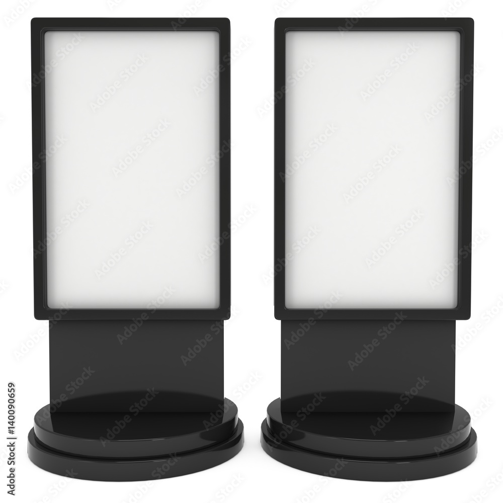 LCD Screen Stand. Black Trade Show Booth. 3d render of lcd screen ...