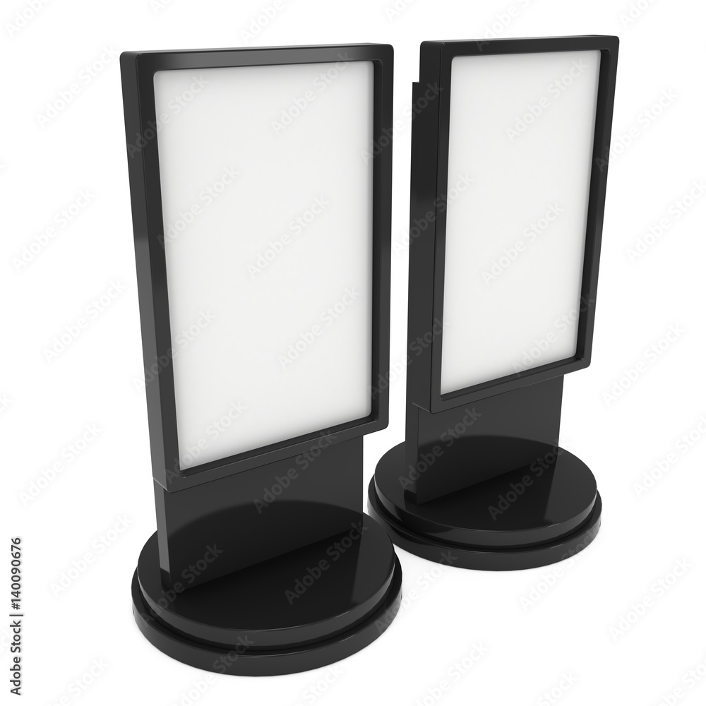LCD Screen Stand. Black Trade Show Booth. 3d render of lcd screen ...