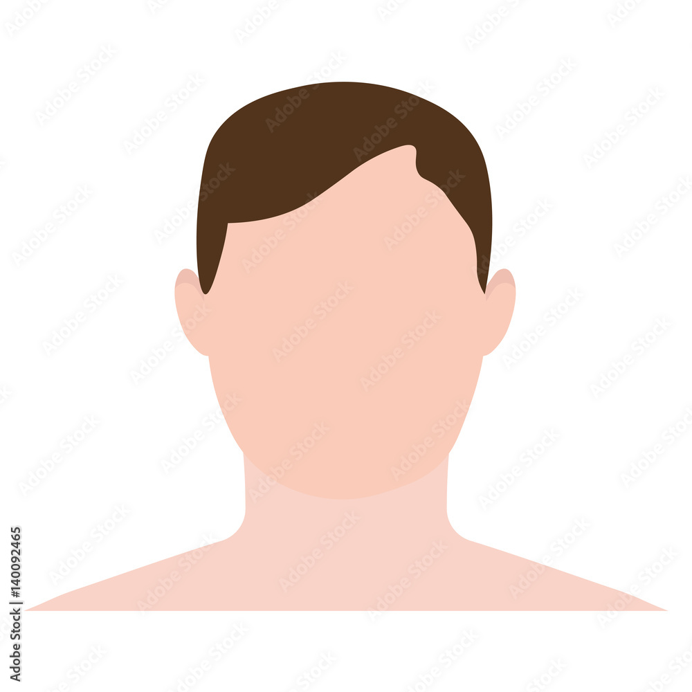 Human head, man face in flat style. Vector illustration. Front view ...