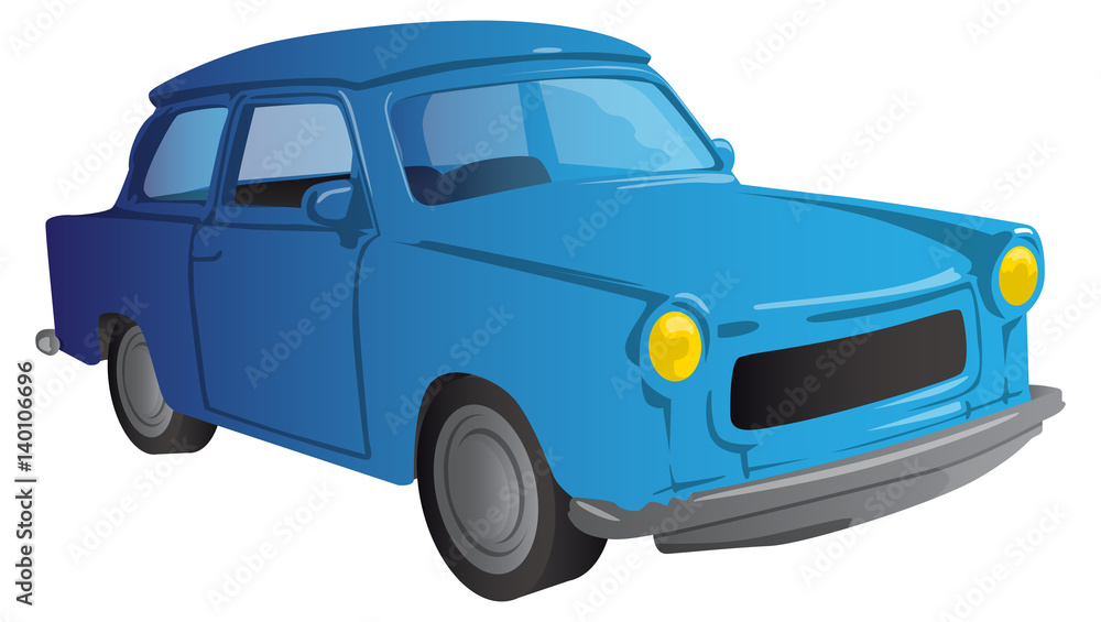 Vector illustrated cartoon 90s European car on white background. Stock ...