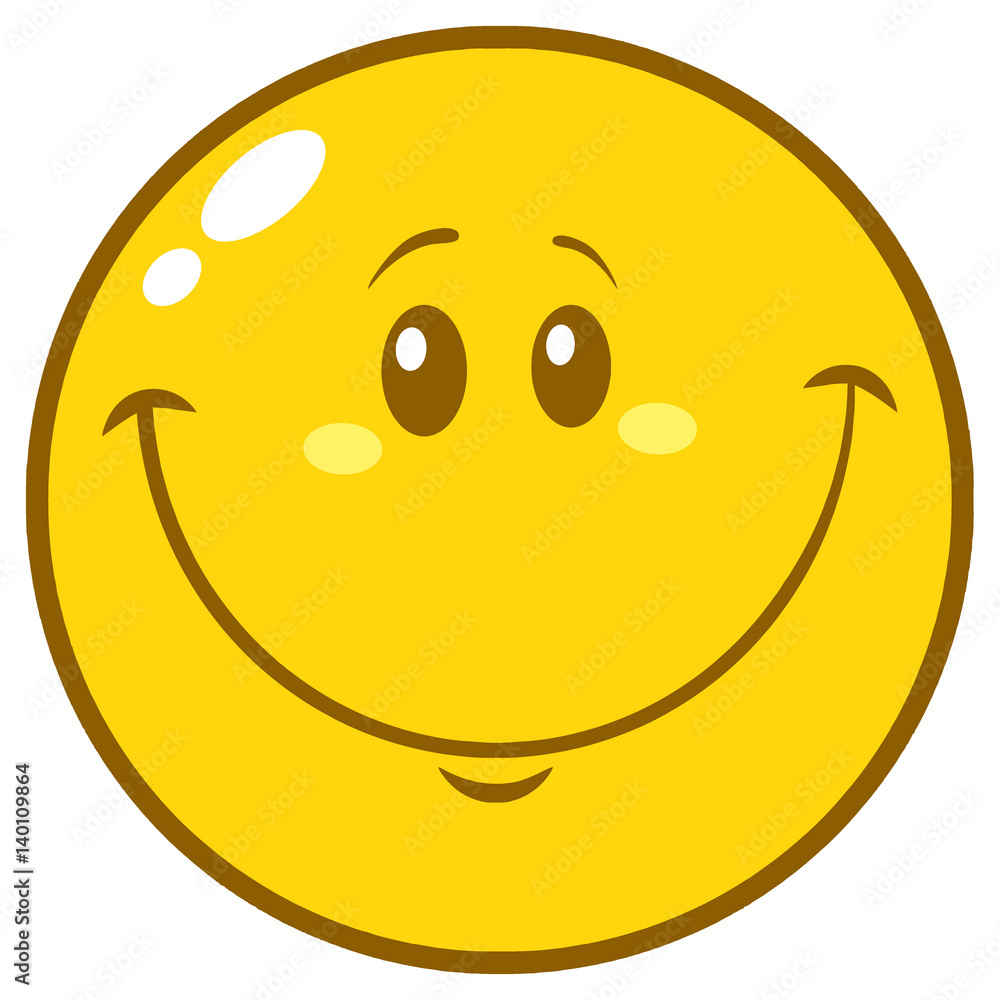 Simple Yellow Smiley Face Cartoon Character. Illustration Isolated On ...