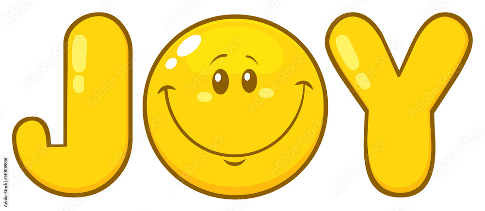 Smiling Joy Yellow Logo With Smiley Face Cartoon Character ...