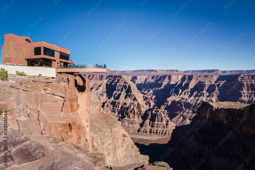 Skywalk glass observation bridge at Grand Canyon West Rim - Arizona ...